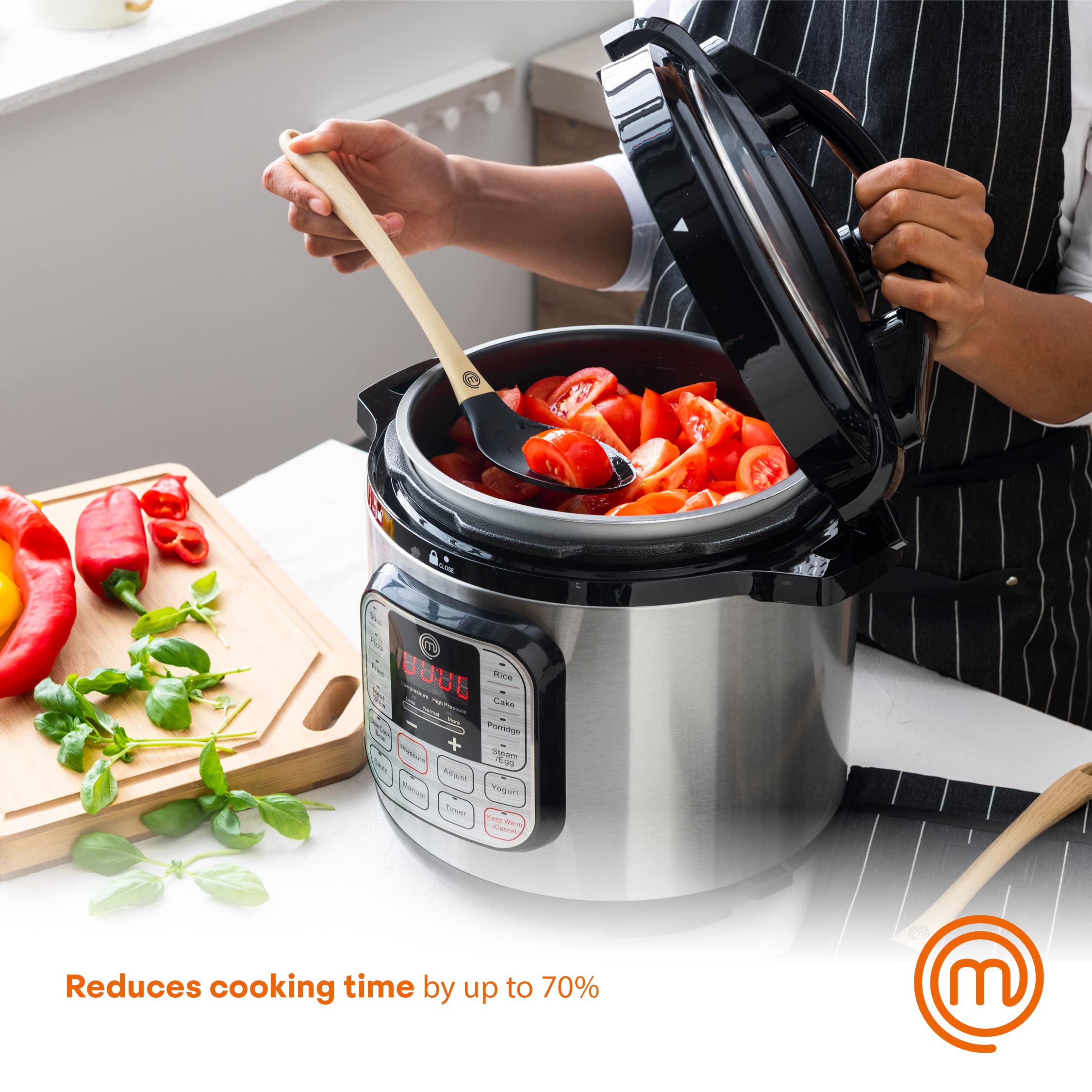 MasterChef Electric Pressure Cooker 10-in-1 Multicooker + MasterChef Kitchen Utensils Set, 6 Pieces