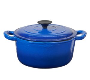 servappetit glazed enamel cast iron dutch oven with lid and handles - 4.25-quart - cobalt