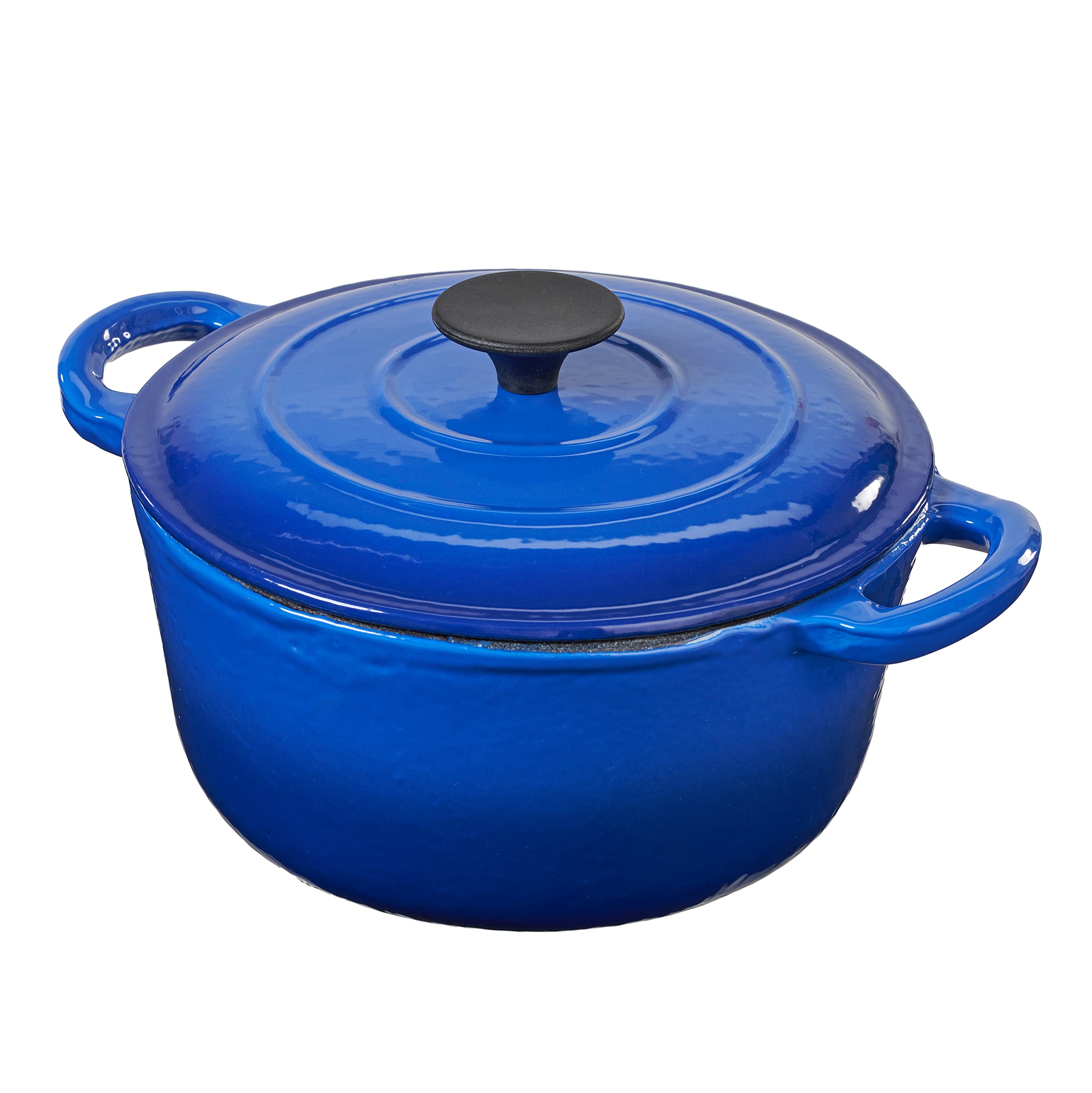 Servappetit Glazed Enamel Cast Iron Dutch Oven with Lid and Handles - 4.25-Quart - Cobalt