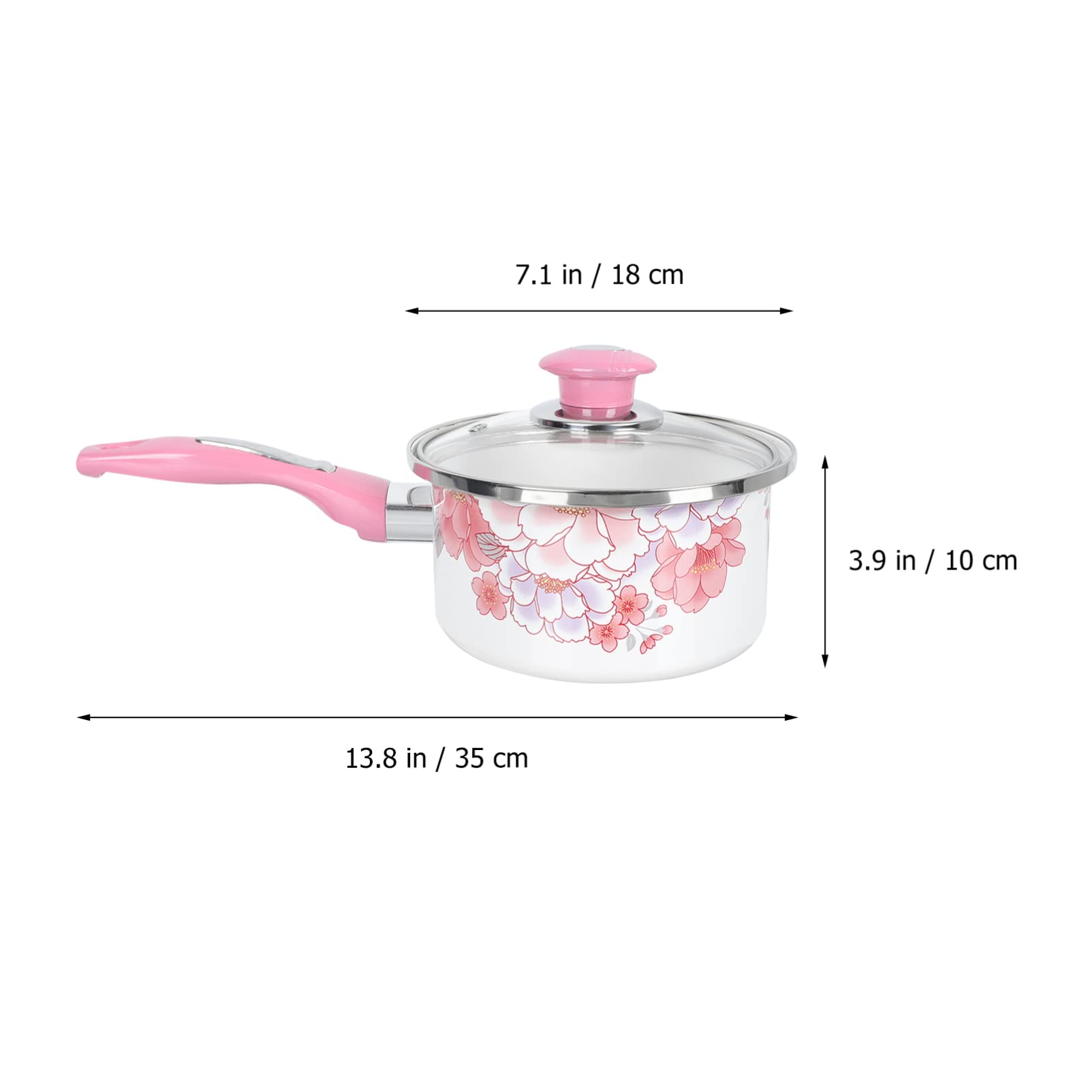 YARDWE Enamel Sauce Pan Non- Stick Milk Pot Pasta Cooking Pot Small Noodle Soup Pot Enamelware Pot Enamel Cookware with Lid