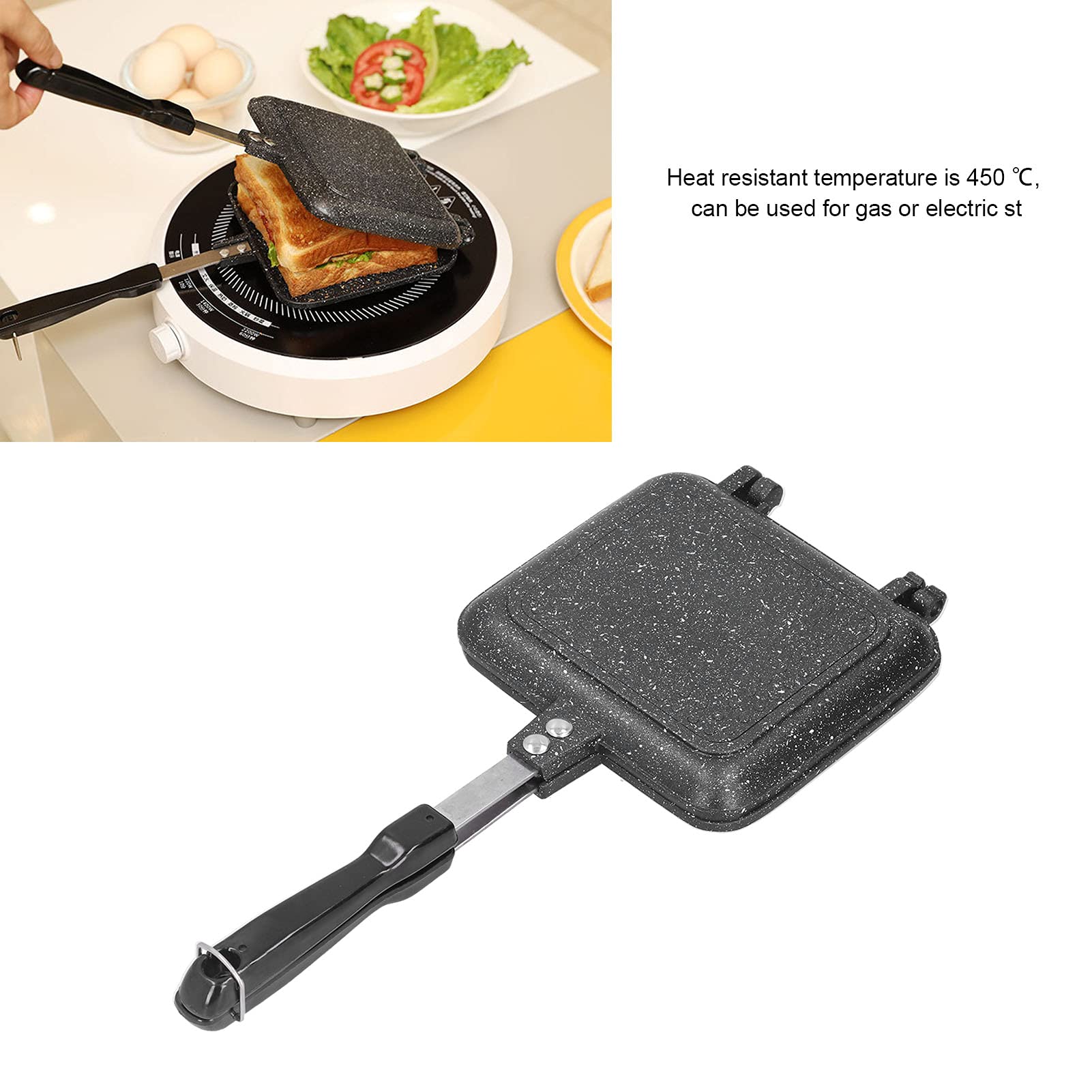 Double Sided Frying Pan, Stovetop Sandwich Maker Pan Aluminum Flip Pan Sandwich Panini Maker Pan for Home Kitchen