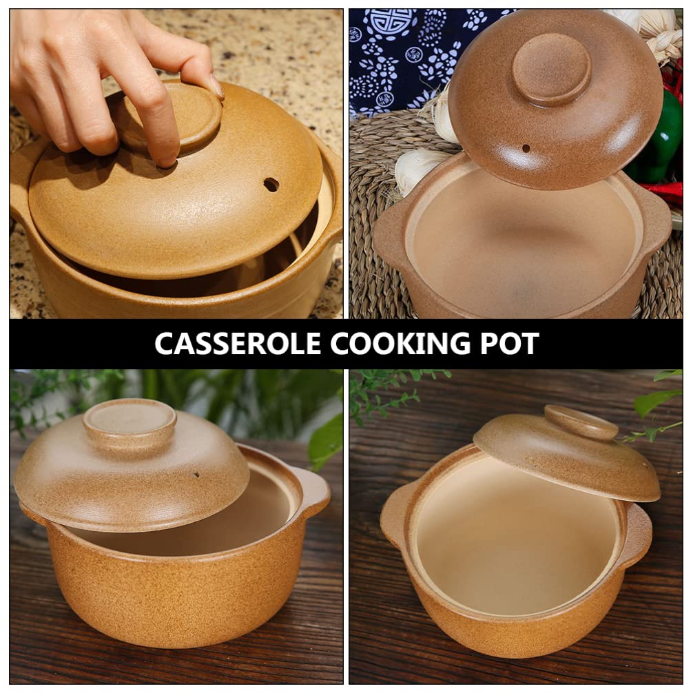 Angoily Ceramic Stew Pot Japanese Clay Pot Hot Pot Clay Pots Earthenware Clay Pot Retro Japanese Style Clay Casserole Household 1. 2L