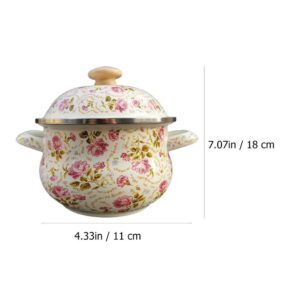 Hemoton 1pc Enamel Amphora Soup Pot Ceramic Cookware Chinese Casserole Pot Nonstick Household Stew Pot Cooking Pot for Stove Top Saucepan with Lid Practical Pot Printing Kitchen Supplies