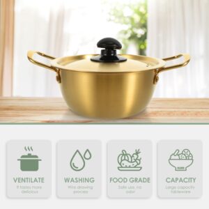 YARDWE 1 Set Stainless Steel Instant Noodle Pot Korean Ramen Korean Noodles Ramen Seafood Boil Pot Ramen Noodle Cooker Japanese Ramen Chocolate Milk Pans Cooking Pot Induction Saucepan