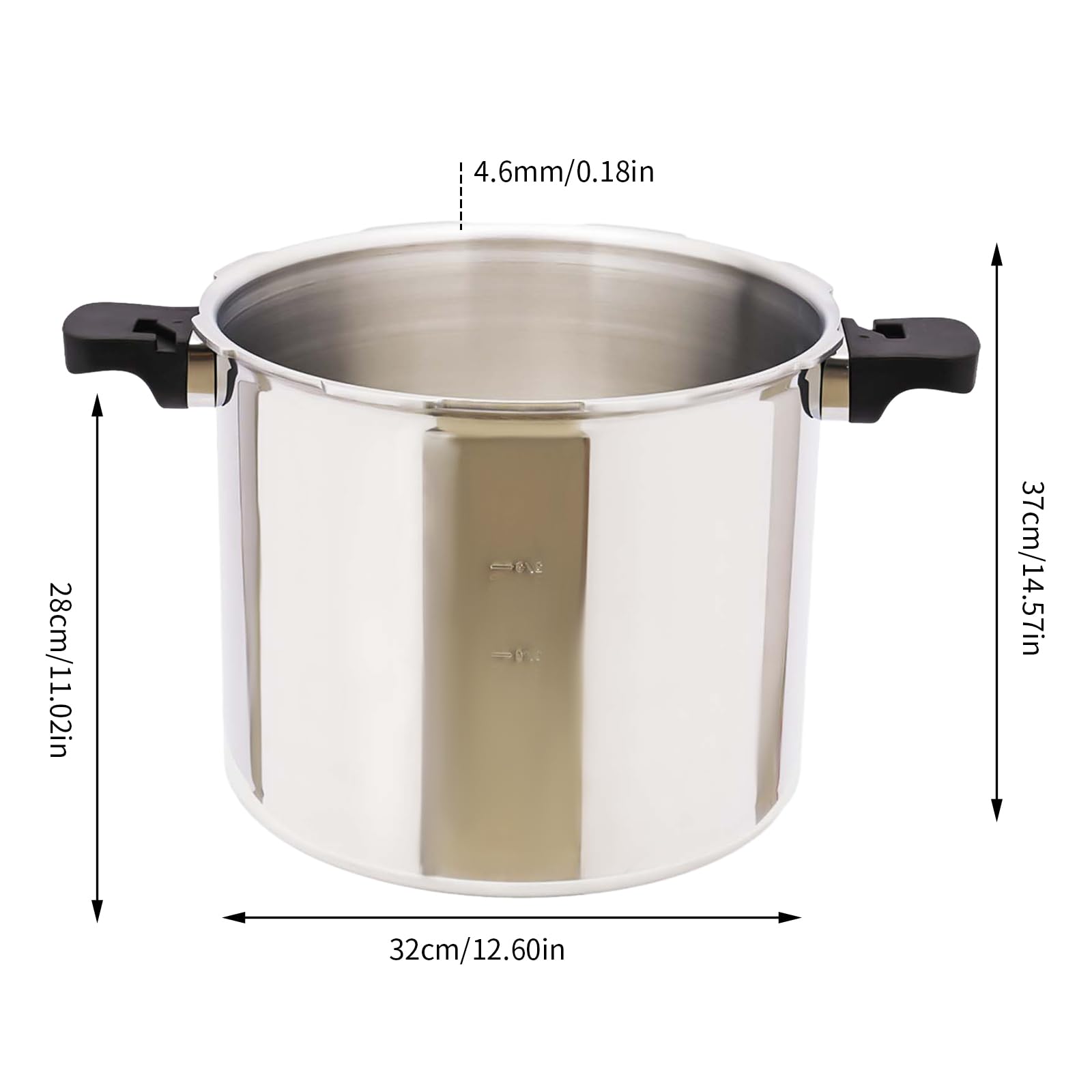 Thickened Explosion-Proof Pressure Cooker, 22L/23Qt 90Kpa 12.6x11.02" Aluminium Alloy+Bakelite Polished Cylindrical Pressure Tank with Steam Gauge for Kitchen Steaming and Stewing