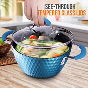 NutriChef Durable Non-Stick Cooking Pot - High-Qualified Kitchen Cookware with See-Through Tempered Glass Lids, 2.1 Quarts, Works with Model: NCCW11BD), One size, Blue - NutriChef PRTNCCW11BDCP