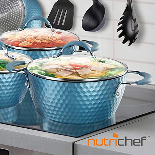 NutriChef Durable Non-Stick Cooking Pot - High-Qualified Kitchen Cookware with See-Through Tempered Glass Lids, 2.1 Quarts, Works with Model: NCCW11BD), One size, Blue - NutriChef PRTNCCW11BDCP