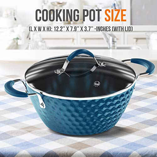 NutriChef Durable Non-Stick Cooking Pot - High-Qualified Kitchen Cookware with See-Through Tempered Glass Lids, 2.1 Quarts, Works with Model: NCCW11BD), One size, Blue - NutriChef PRTNCCW11BDCP