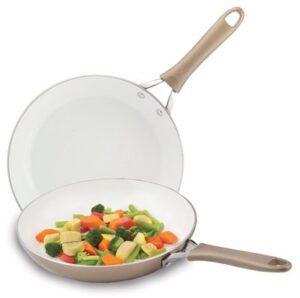 wearever 2pc 8" & 10" saute pan, aluminum core, non-stick ceramic coating, ergonomic silicone handle