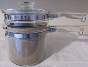 flameware pyrex large 1 1/2 quart 3 piece double boiler