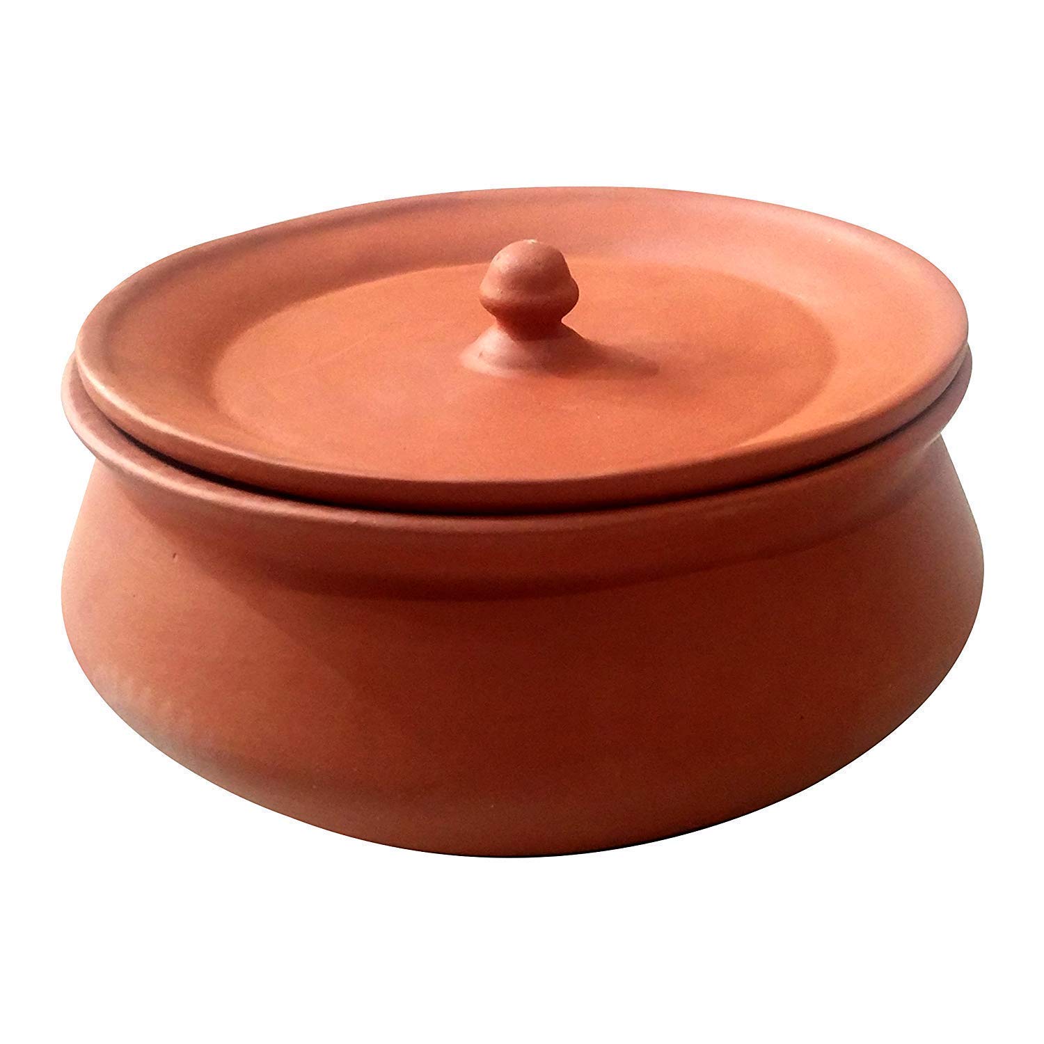 Export Quality Terracotta Clay Curd Pots 500 ml, Brown Handi with Lid (Biryani Handi, Dahi Handi) (Earthenware, Induction Bottom) 1200ML (Pack of 1), 18 x 18 x 15 cm