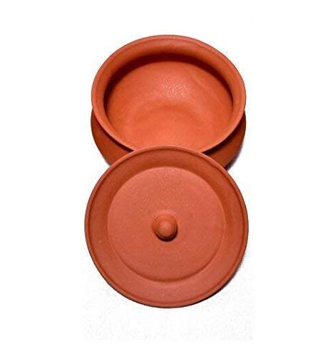 Export Quality Terracotta Clay Curd Pots 500 ml, Brown Handi with Lid (Biryani Handi, Dahi Handi) (Earthenware, Induction Bottom) 1200ML (Pack of 1), 18 x 18 x 15 cm