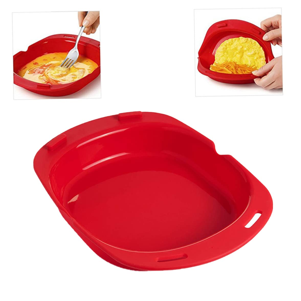 KUYYFDS Omelet Maker Microwave Omelette Egg Maker Silicone Omelette Tool Non Stick Roll Baking Pan Kitchenware Red Egg Poachers