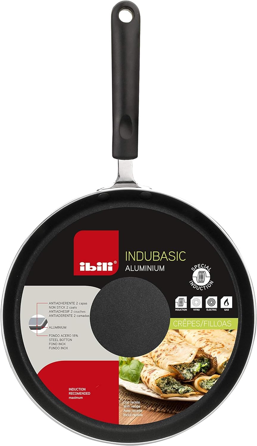 IBILI Crepe Pan Nonstick for Crepes, Tortillas, Crispy Pancake - with Bakelite Handle, Dosa Pan Non-Stick - Made in Spain (20 cm / 7.8 Inch)