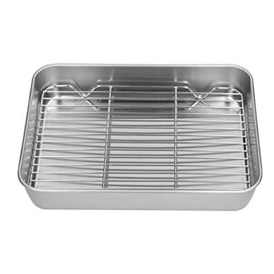 aunmas rectangular baking pan and rack, easy healthy roasting pan for cooking baking(23.5 * 17.5 * 5cm)