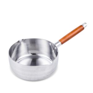 yukihira saucepan, traditional japanese yukihira pot stainless steel saucepan milk sauce pan wooden handle (7 inch 1.7 quart)