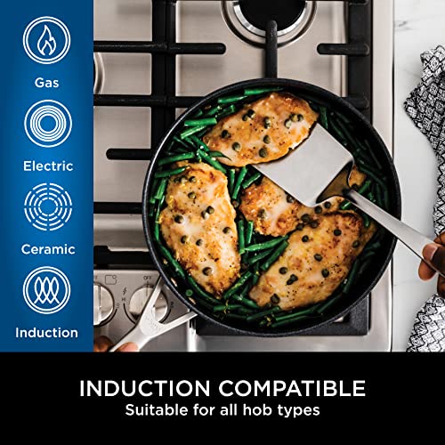 Ninja ZEROSTICK Premium Cookware 26cm Sauté Pan with Glass Lid, Long Lasting, Non-Stick, Hard Anodised Aluminium, Induction Compatible, Oven Safe to 260°C, Grey C30126UK