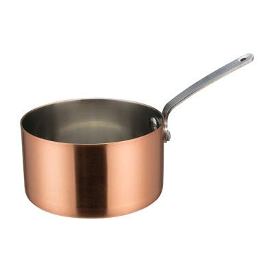 Tiger Chef Small Copper Pot Set- 5.5 inch Egg Pan, 28 Ounce Sauce Pan (.875 Quart), 10 Ounce Saucepan (.31 Quart)- Copper Plated Mini Stainless Steel Single Serve Pots for Cooking and Serving