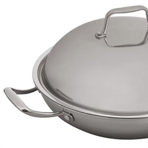 Amazon Brand – Stone & Beam Wok With Dome Lid, 13 Inch, Tri-Ply Stainless Steel