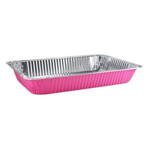 kingzak pink aluminum pan - full size (50 count) - stylish and durable bakeware for cooking and serving