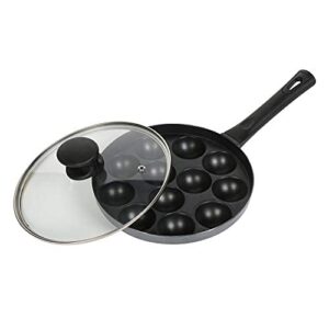 Sahishnu Online and Marketing Non Stick Appam Patra, Appam Maker, 12 Pits Appam Maker with Glass Lid