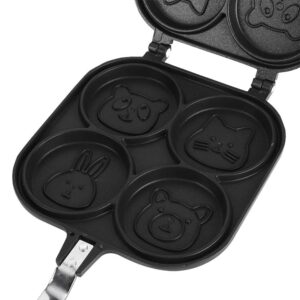 Household Kitchen Breakfast Pancake Cooking Pan, Double Sided Lovely Cartoon Animal Pattern Breakfast Non Stick Frying Pan for Egg Hamburger Omelette