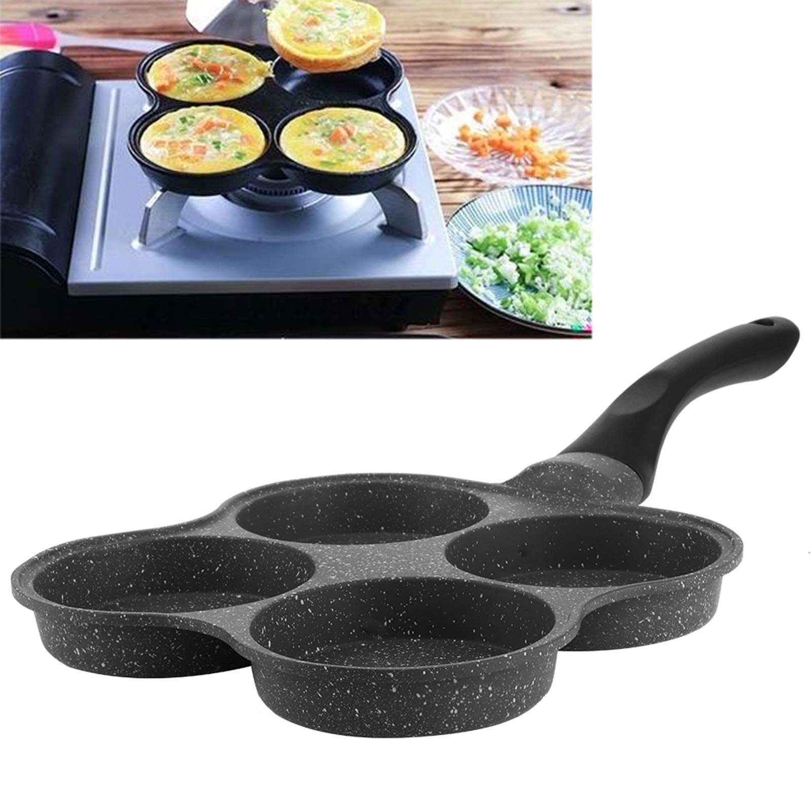 Nonstick Pancake Pans, Aluminum 4 Cups Pancake Omelet Eggs Pan Frying Pot Maker Kitchen Utensil for Egg Burger, Breakfast Pancake Pan, Omelet Breakfast