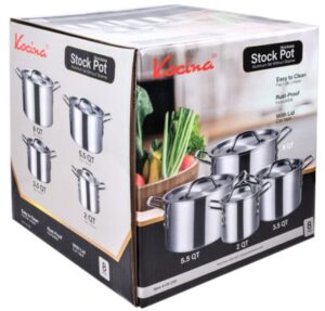 8 piece aluminum stock pot set 2-qt,3.5-qt,5.5-qt,8-qt with lid