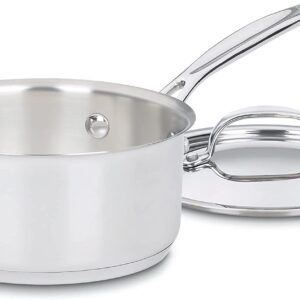 Cuisinart MCP19-18N Multiclad Pro Triple Ply 2-Quart Skillet, Saucepan w/Cover & 719-16 1.5-Quart Chef's-Classic-Stainless-Cookware-Collection, Saucepan w/Cover