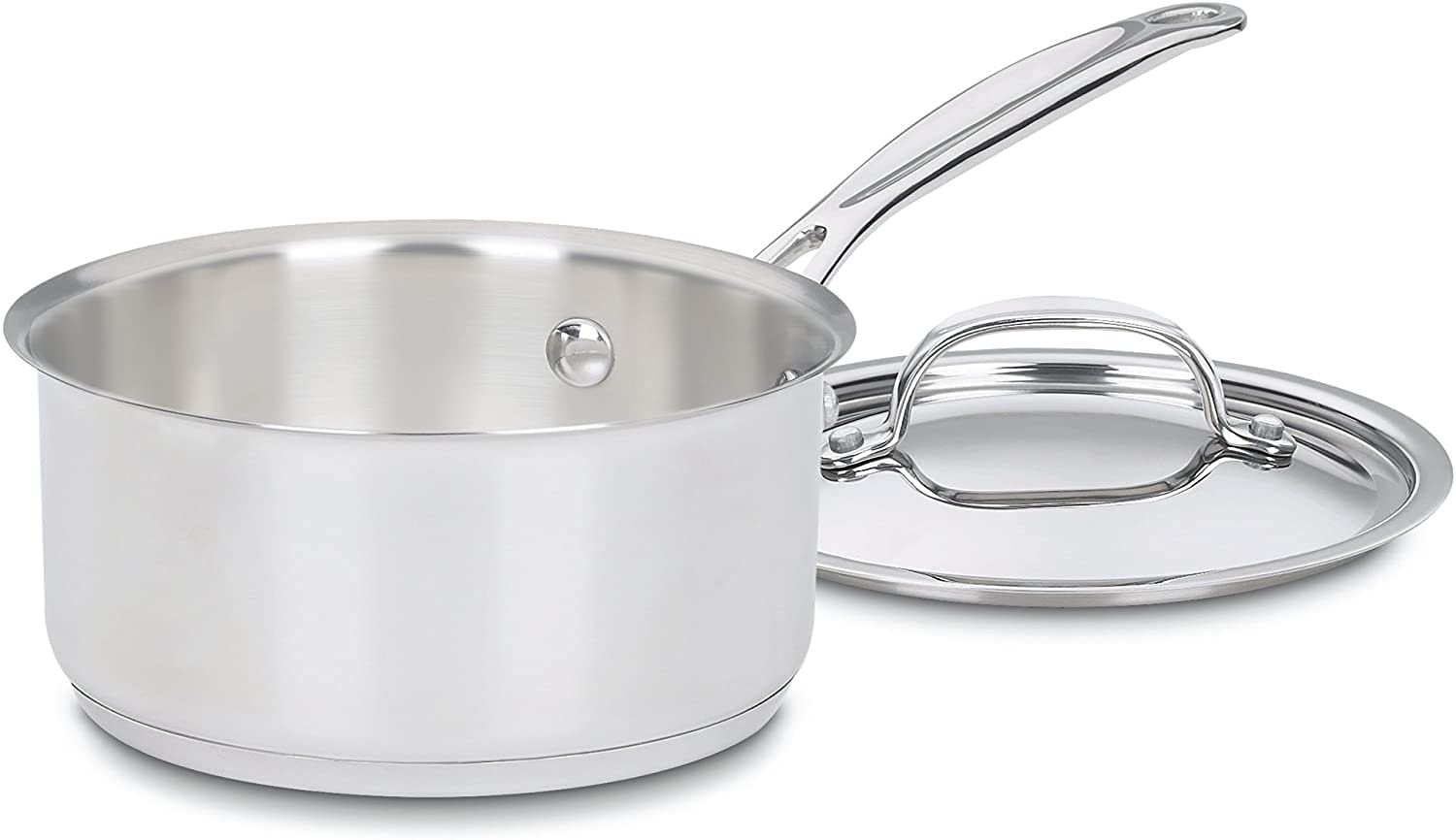 Cuisinart MCP19-18N Multiclad Pro Triple Ply 2-Quart Skillet, Saucepan w/Cover & 719-16 1.5-Quart Chef's-Classic-Stainless-Cookware-Collection, Saucepan w/Cover