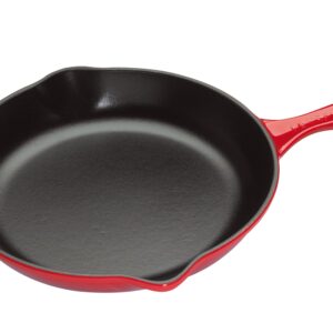 Le Creuset Enameled Cast Iron Signature Iron Handle Skillet, 10.25" (1-3/4 qt.), Cerise & Nylon Brush, 3 1/4", Cerise