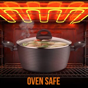 NutriChef Durable Dutch Oven Pot Lid - See-Through Tempered Glass Lids, Fits 9.5'' -inches Pot and Oven Safe, Dishwasher Safe, Works with Model: NCCW12S - NutriChef PRTNCCW12SDOPLID