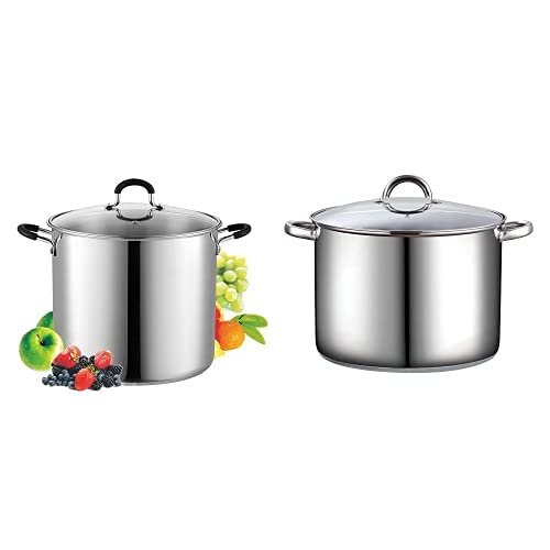 Cook N Home 16 Quart Stockpot with Lid, Stainless Steel and Stockpot Sauce Pot Induction Pot With Lid Professional Stainless Steel 12 Quart