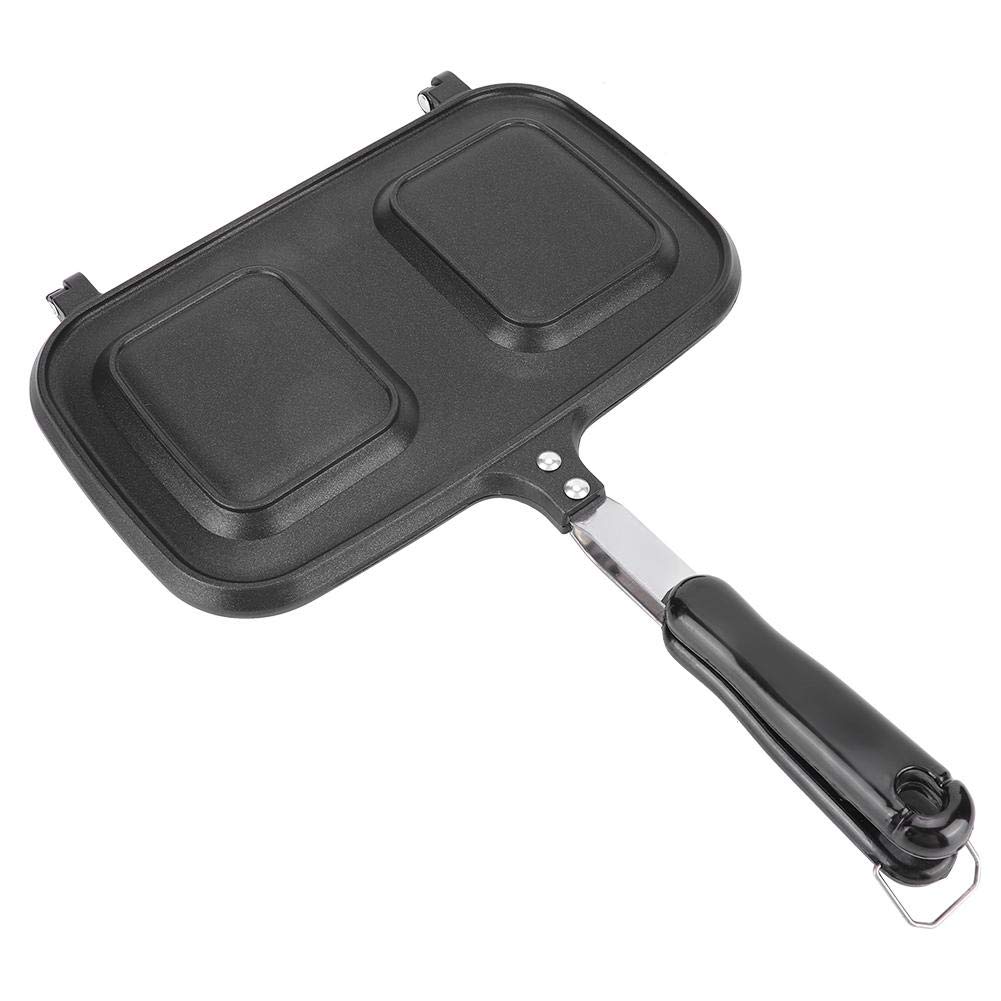 Fdit Cast Aluminium Breakfast Double Sided Non-Stick Frying Pan Easy Use Easy Safe Reliable Kitchen Cooking Utensil Tool Black