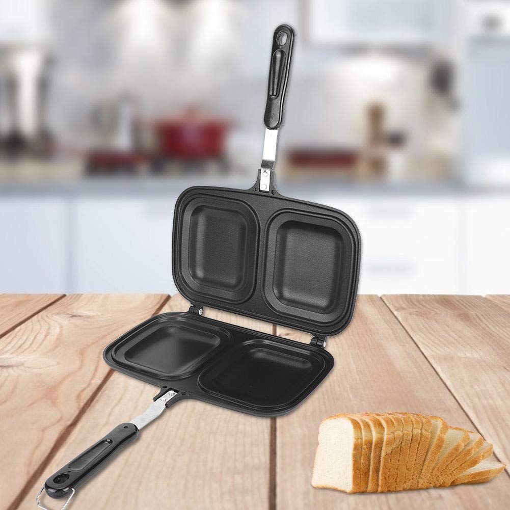 Fdit Cast Aluminium Breakfast Double Sided Non-Stick Frying Pan Easy Use Easy Safe Reliable Kitchen Cooking Utensil Tool Black