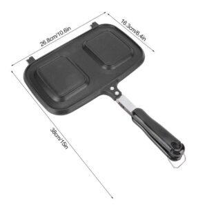 Fdit Cast Aluminium Breakfast Double Sided Non-Stick Frying Pan Easy Use Easy Safe Reliable Kitchen Cooking Utensil Tool Black