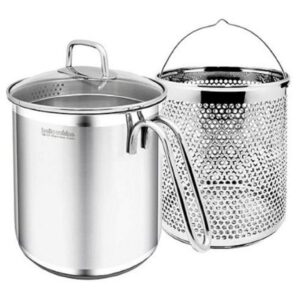 bella cuisine new multi-pot with pasta insert 18/10 stainless steel pasta cooker steamer multipots, pouring spout, pouring glass, 7 inches