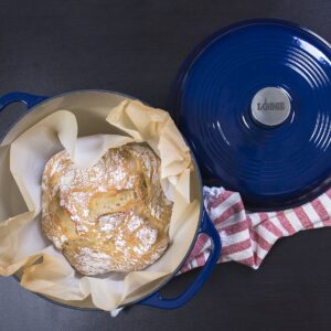 Lodge Enameled Dutch Oven, 6 Qt, Indigo & Enameled Cast Iron and Stoneware Care Kit, 12 oz