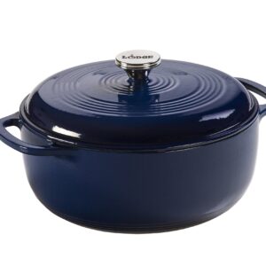 Lodge Enameled Dutch Oven, 6 Qt, Indigo & Enameled Cast Iron and Stoneware Care Kit, 12 oz