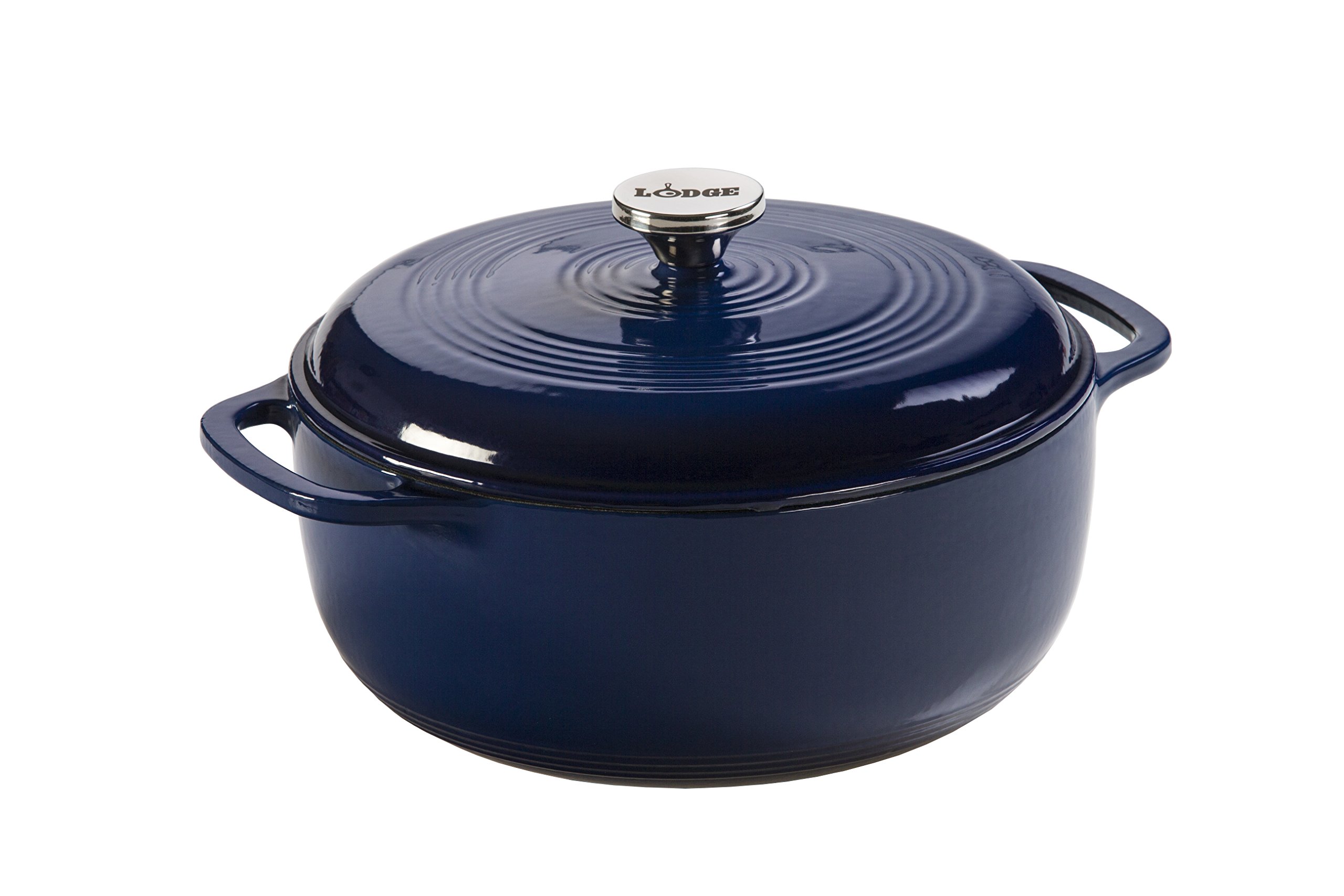 Lodge Enameled Dutch Oven, 6 Qt, Indigo & Enameled Cast Iron and Stoneware Care Kit, 12 oz