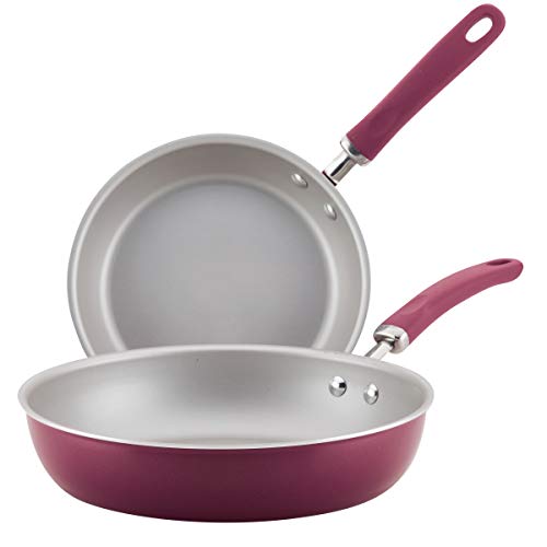 Rachael Ray 12150 Create Delicious Aluminum Nonstick Skillet44; 9.5 & 11.75 in. - Burgundy Shimmer - Pack of 2