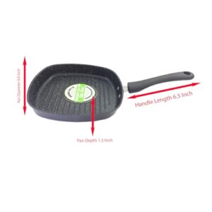 Non-Stick Grill Pan Square Aluminum Grill pan Cookware Gas Stove Perfect for Meat Steak Fish Vegetables for Grilling Frying Sautéing Steak Bacon Pan Griddle