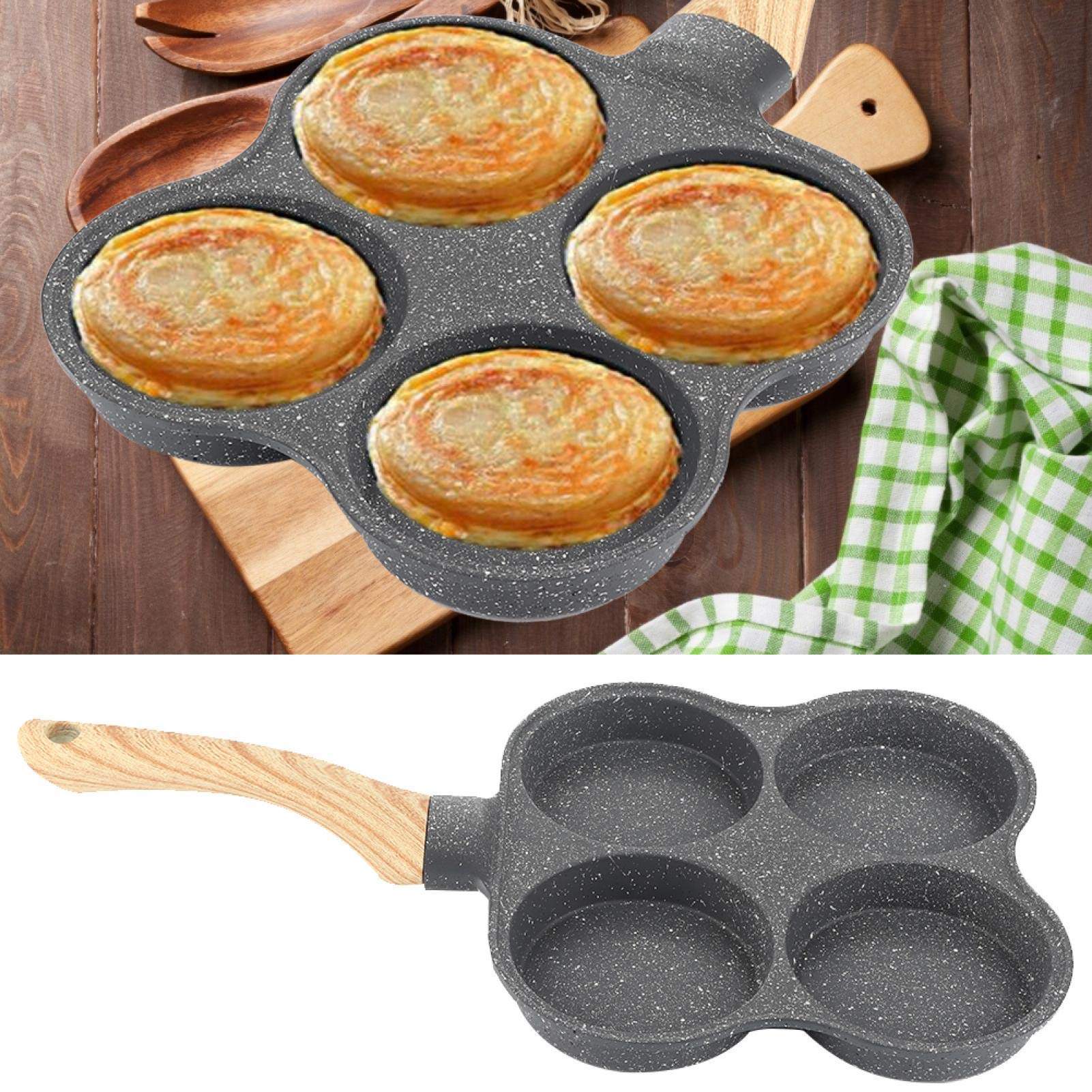 Omelet Pan, Ergonomic Multipurpose Maifan Stone Coating Anti‑scalding Handle Pancake Pan, for Home Kitchen