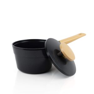 lock & lock minimal black aluminum cookware sauce pan, 3 quart