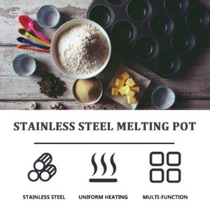 Hemoton Stainless Steel Double Boiler Pot Melting Pot Chocolate Melt Bowls Baking Pan for Butter Candy Cheese Candle Soap Making