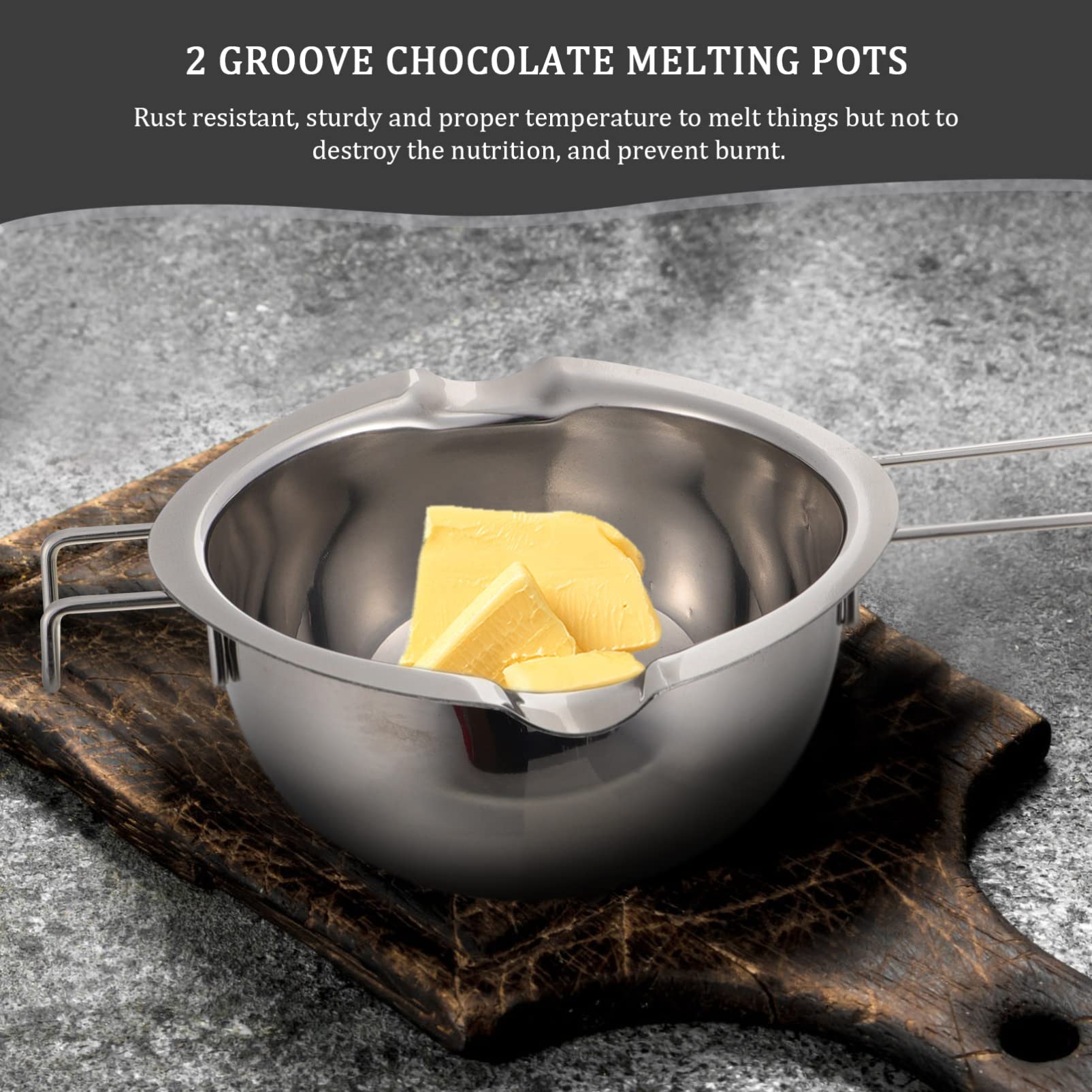 Hemoton Stainless Steel Double Boiler Pot Melting Pot Chocolate Melt Bowls Baking Pan for Butter Candy Cheese Candle Soap Making