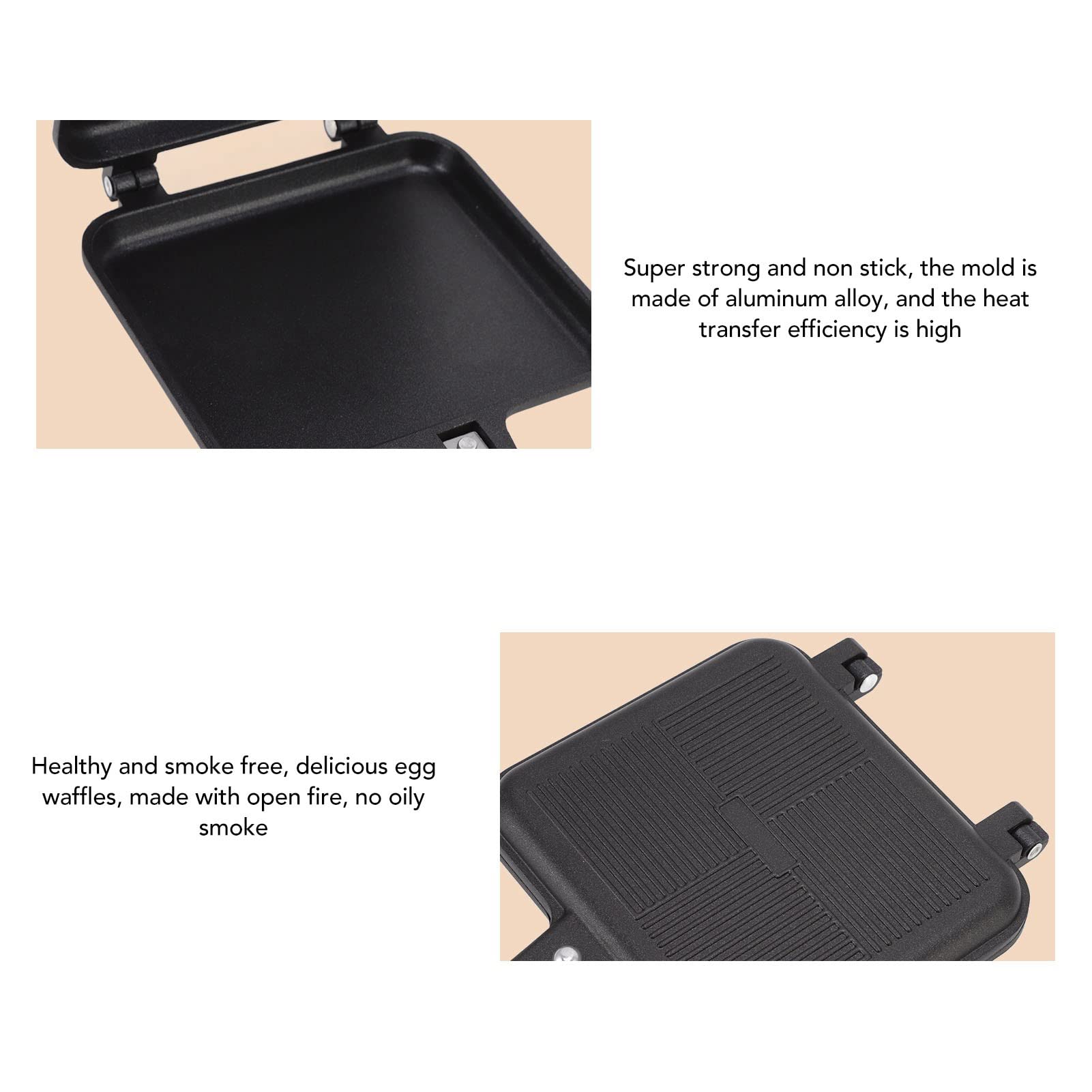 Fdit Double Sided Frying Pan, Square Non Stick Pancake Pan Cooking Pan Sandwich Maker Multifunction Baking Pan for Cakes Eggs Sandwiches