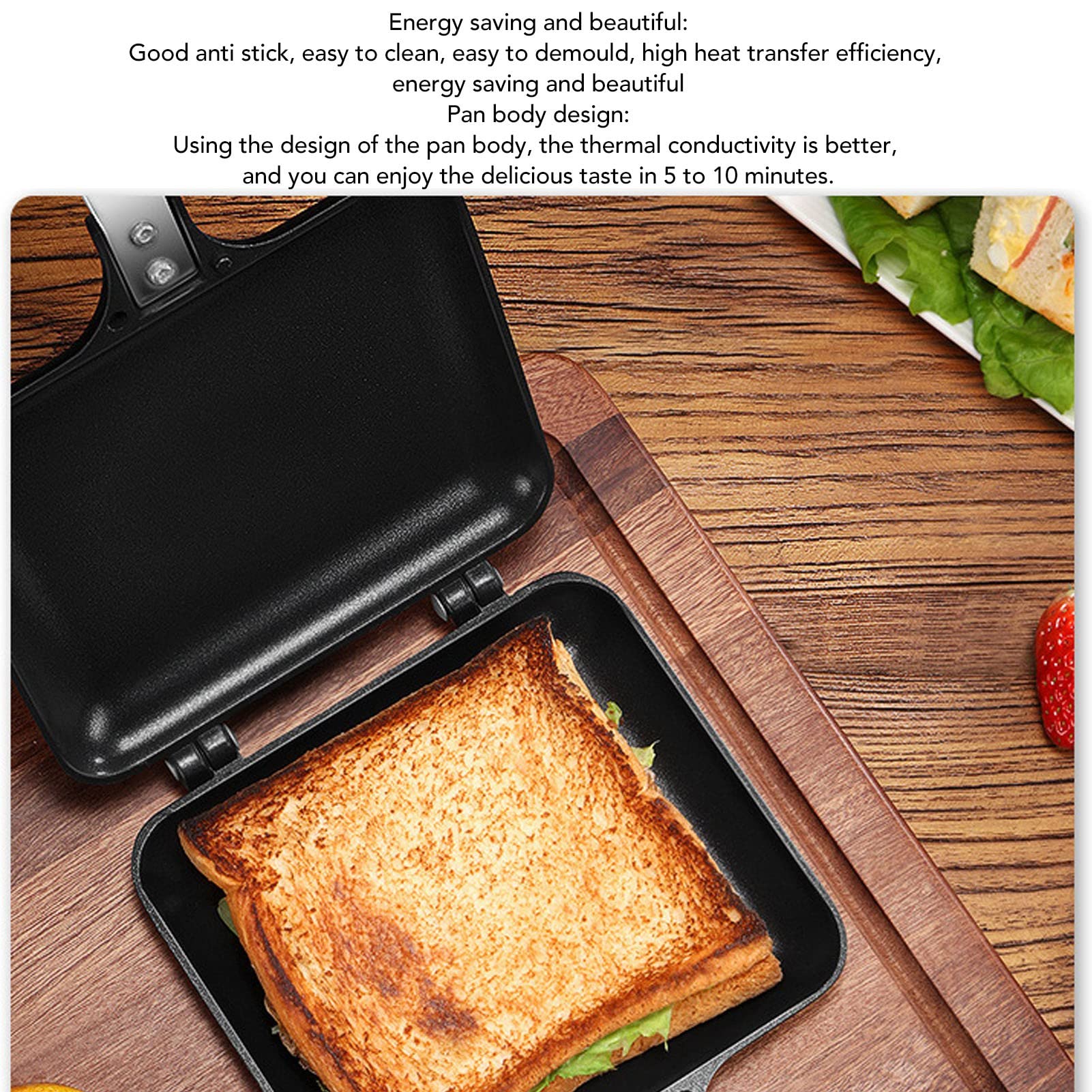 Fdit Double Sided Frying Pan, Square Non Stick Pancake Pan Cooking Pan Sandwich Maker Multifunction Baking Pan for Cakes Eggs Sandwiches