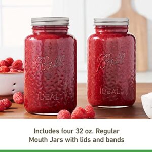 Ball Jar Rose Vintage Regular Mouth Quart Canning Jars, 4-Pack, 4 Pack