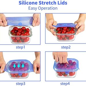 Firsting Silicone Stretch Lids, 18 Pack Reusable Silicone Lids, Silicone Bowl Covers, 6 Sizes Apply to Food Container, for Freezer & Microwave